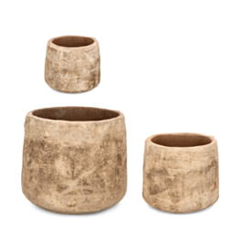 SET3 P.VASO MINH BASSO TERRACOTTA BRUNIT - Ø26x21h; Ø35x29h; Ø49x39h ...